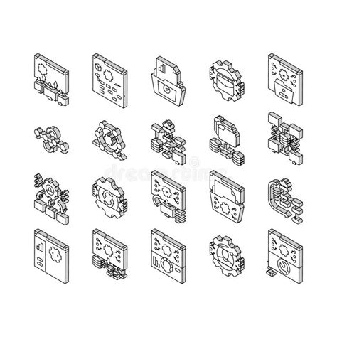 System Analyst Data Isometric Icons Set Vector Stock Vector Illustration Of Symbol Financial