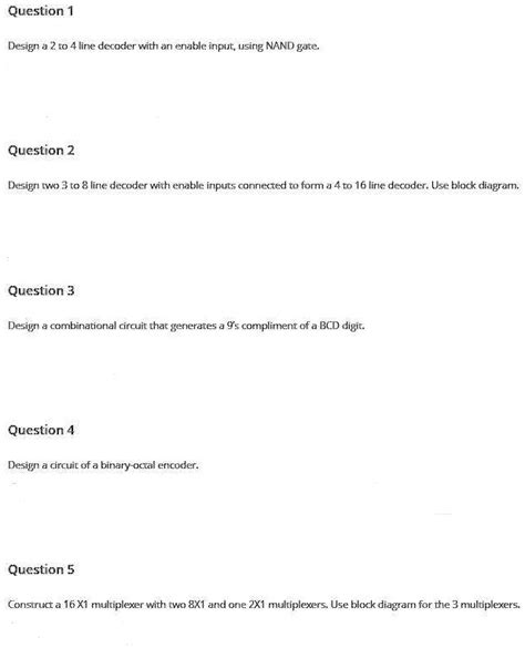 Solved Design A 2 To 4 Line Decoder With An Enable Input Using Nand