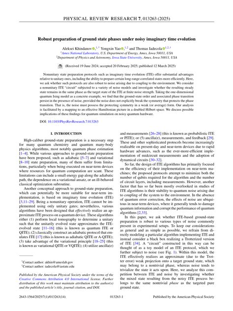 Pdf Robust Preparation Of Ground State Phases Under Noisy Imaginary Time Evolution