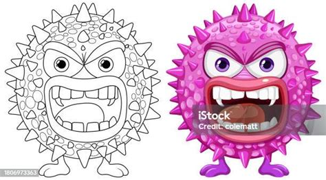 뾰족한 박테리아 세균 바이러스 괴물 만화 캐릭터 건강관리와 의술에 대한 스톡 벡터 아트 및 기타 이미지 건강관리와 의술 귀여운 낙서 드로잉 Istock