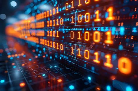 Digital Transformation Binary Code And Data Network In Blue And Orange Generative Ai Stock