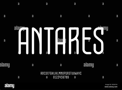 Modern Linear Condensed Decorative Sans Serif Display Font Vector Stock