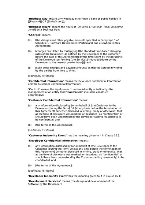 Software Development Agreement Standard Docular