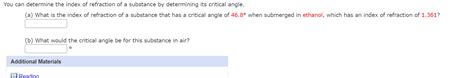 Solved You Can Determine The Index Of Refraction Of A Chegg Com
