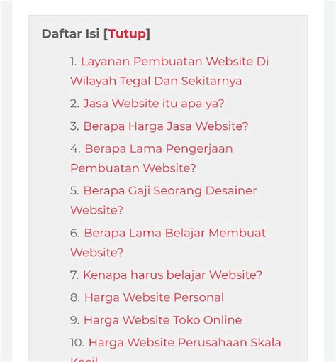Membuat Table Of Content Pada Website Secara Otomatis Oye Digital Indonesia
