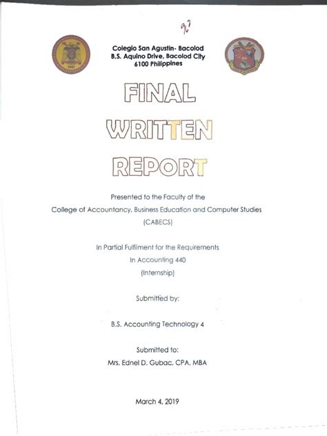 Final Report Sample Pdf