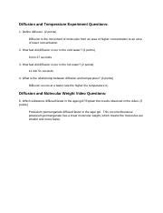 Understanding Diffusion Temperature Effects Molecular Weight Course Hero