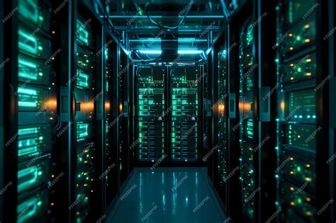 Premium Ai Image Data Center Computer Racks Closeup