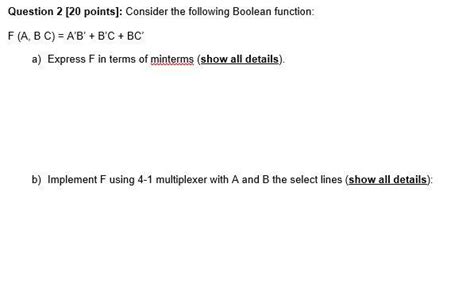 Solved Question 2 20 Points Consider The Following
