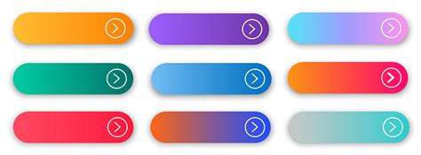 Web Buttons Flat Design Template With Color Gradient And Thin Line