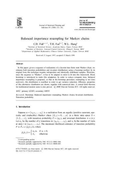 Pdf Balanced Importance Resampling For Markov Chains