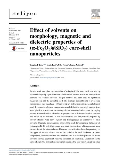 pdf effect of solvents on morphology magnetic and dielectric