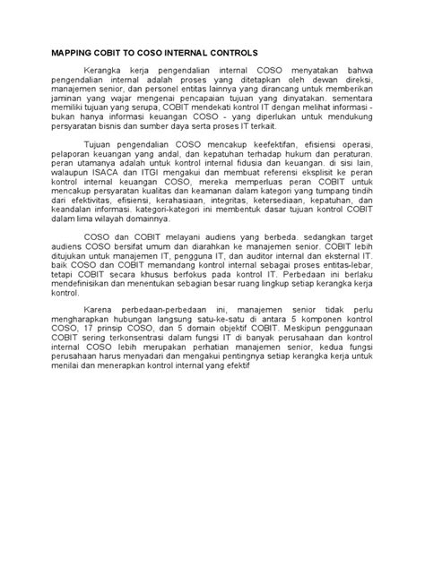 Mapping Cobit To Coso Internal Controls Pdf