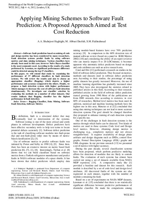 pdf applying mining schemes to software fault prediction a proposed approach aimed at test