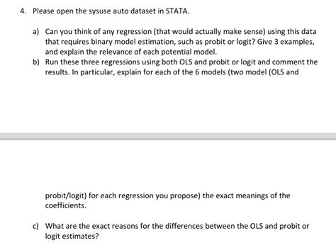 Solved Please Open The Sysuse Auto Dataset In Stata A ﻿can