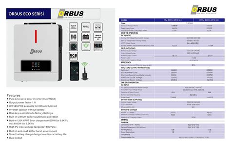 Orbus 24 V Volt 4200 W Watt 42 Kw Mppt Tam Sinüs Akıllı İnverter 220
