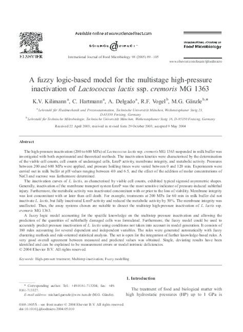 Pdf A Fuzzy Logic Based Model For The Multistage High Pressure