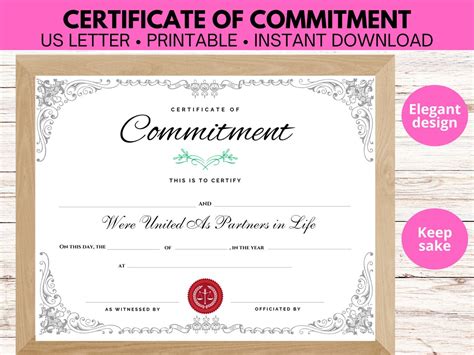 Certificate Of Commitment Perfect For Vow Renewal In An Elegant Silver Design A Minimalist