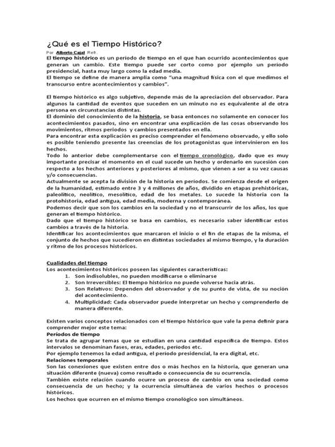 Qué Es El Tiempo Histórico Pdf Hora Sociedad