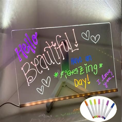 Amazon.com : FGGII 2024 LED Note Board with Colors, Acrylic Dry Erase Board with Light, Glowing ...
