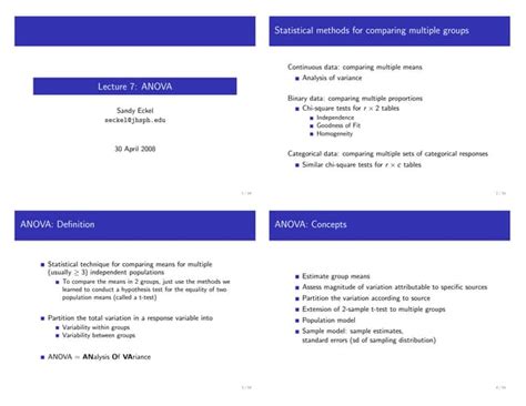 Lecture On Analysis Of Variances Anovapptx