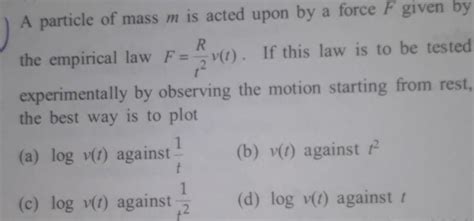 [answered] a particle of mass m is acted upon by a force f given by r t
