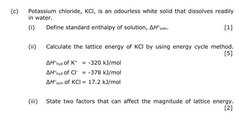 Solved C Potassium Chloride KCl Is An Odourless White Chegg Com