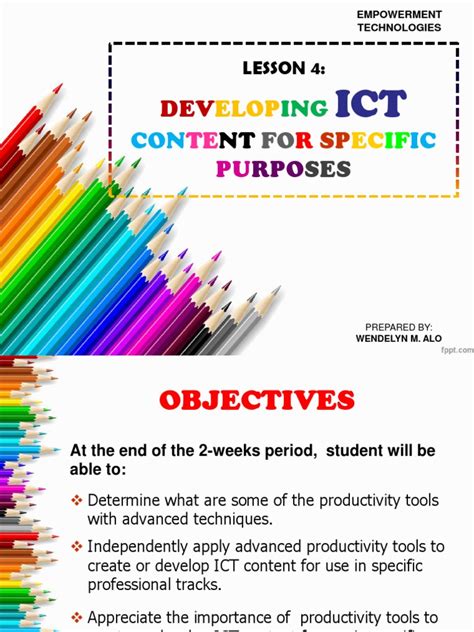 Developing Ict Content For Specific Purposes Pdf Educational Technology Spreadsheet