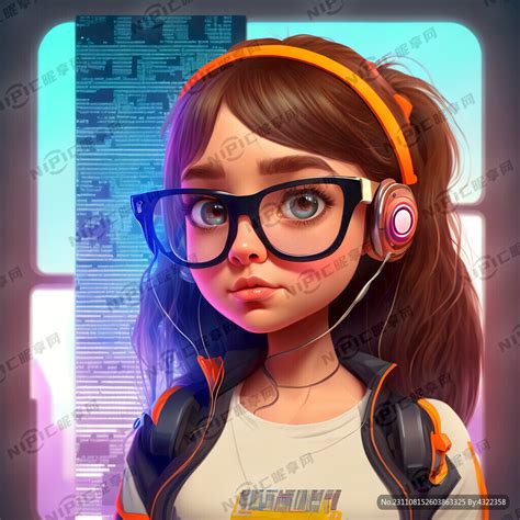 ai创作图卡通女孩 科技数码 昵图网