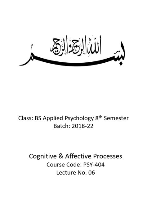 Lecture 06 Cogntive And Affective Processes Pdf