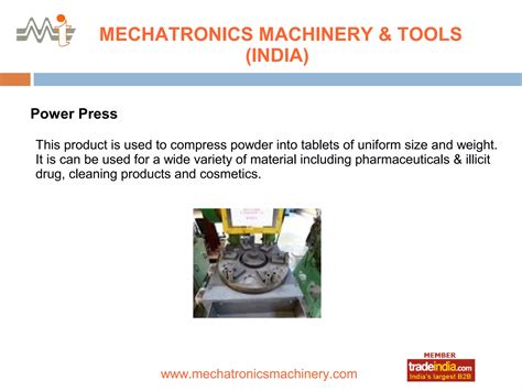 Mechatronics Machinery And Tools India Ppt