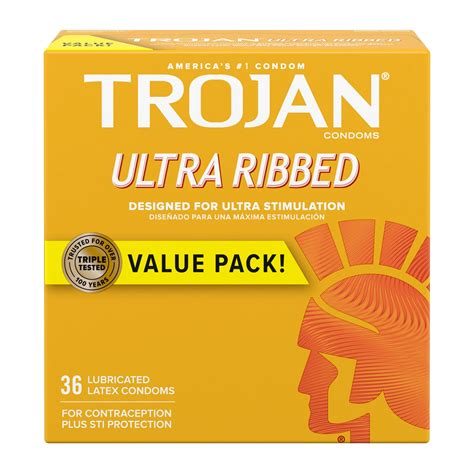 Trojan Ultra Ribbed Lubricated Condoms For Ultra Stimulation 36 Count