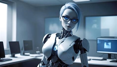 Futuristic Workspaces With Ai Integration Management And Automation Robots And Holograms