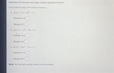 solved determine the domain and range of each quadratic
