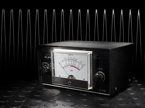 high amplitude sine wave behind a power meter stock image image of