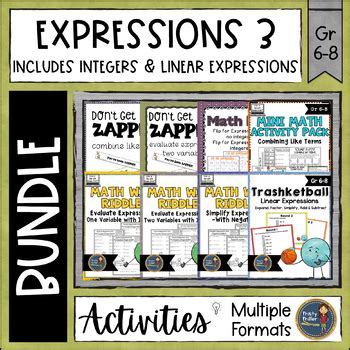 Expressions Bundle With One And Two Variables Integers And Linear Expressions