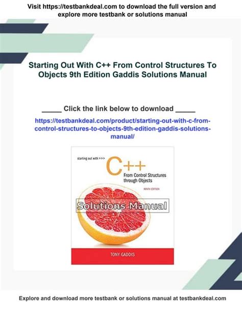 Starting Out With C From Control Structures To Objects 9th Edition Gaddis Solutions Manual Pdf