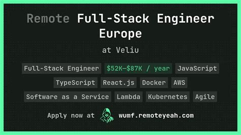 remote full stack engineer europe at veliu