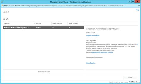 Office 365 Mailbox Migration Target Mailbox Doesnt Have An SMTP Proxy Matching 250 Hello