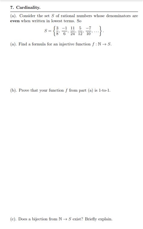 Solved 7 Cardinality A Consider The Set Of Rational