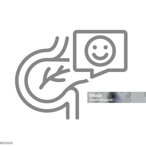 Ilustración De Páncreas Con Cara Feliz En El Icono De Línea De Burbuja