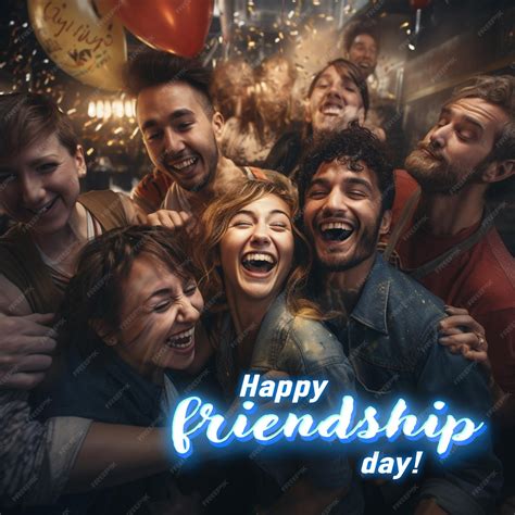 Premium Psd Happy Friendship Day Greeting Card With Group Of Young