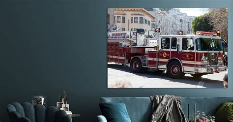 San Francisco Brandweer Brandweerwagen Van T Art Op Canvas Behang En