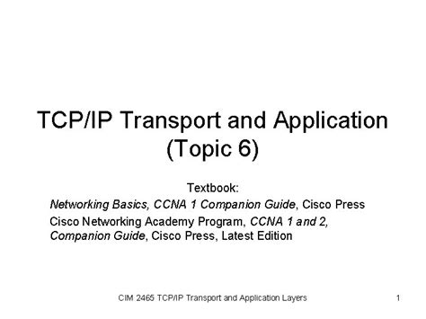 TCPIP Transport And Application Topic 6 Textbook Networking