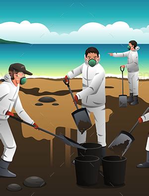 People Cleaning After An Oil Spill Vectors Graphicriver