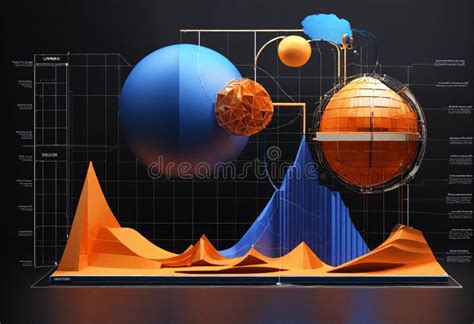 Abstract Data Visualization With Geometric Shapes And Graphs Stock Illustration Illustration