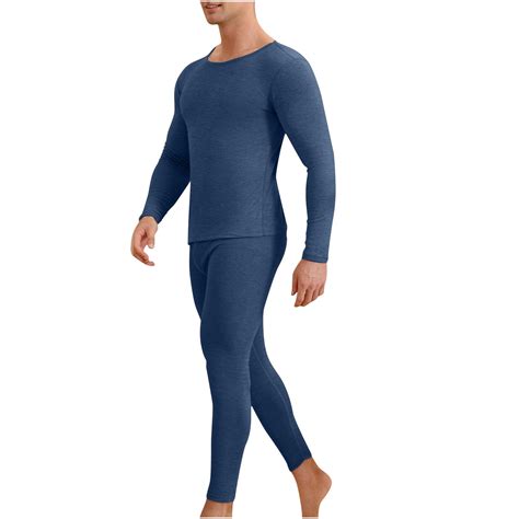 Jiuke Mens Thermal Underwear 2 Piece Solid Color Long Johns Set Fleece
