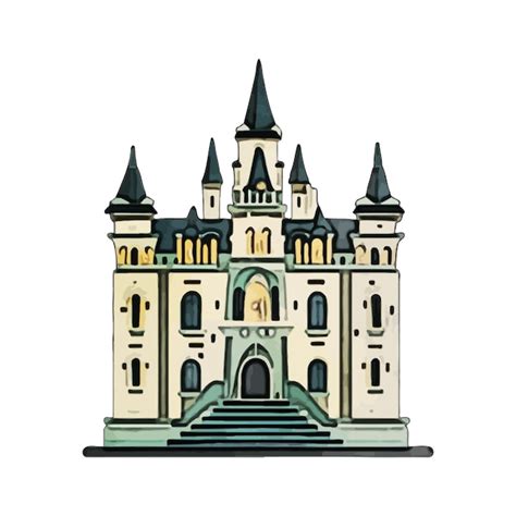 Castelo Princesa Aquarela Ilustração Vetorial Vetor Premium