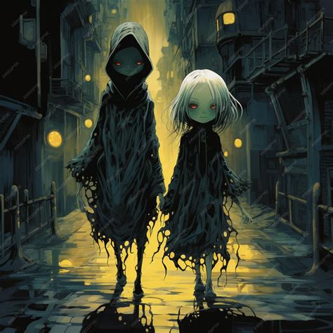 Premium Photo Anime Art Of Two People Walking Down A Dark Alley With