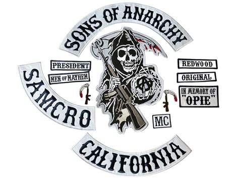 Sons Of Anarchy Embroidered Patches Complete Set Iron On Jax Teller